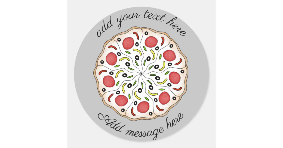 pizza custom text classic round sticker | Zazzle