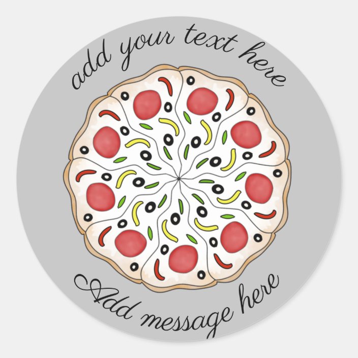 pizza custom text classic round sticker | Zazzle
