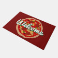 Pizza door mat (large) with custom welcome text | Zazzle