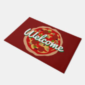 Pizza door mat (large) with custom welcome text | Zazzle