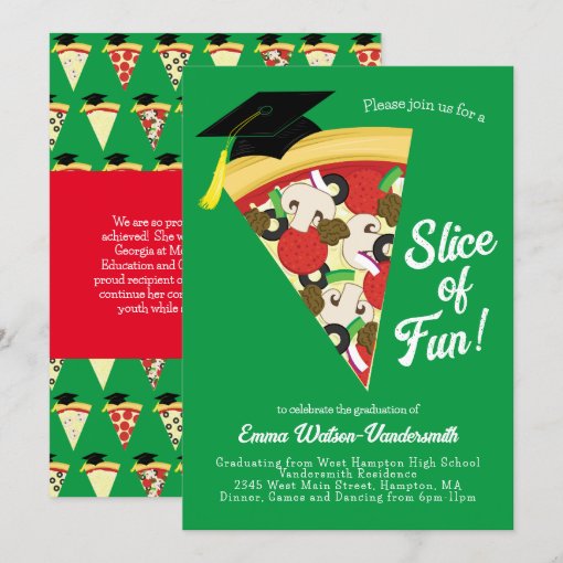 Pizza Graduation Party Invitation | Zazzle