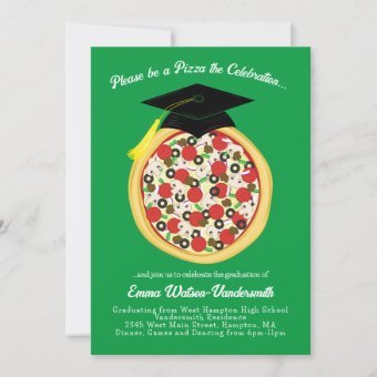 Pizza Graduation Party Invitation | Zazzle
