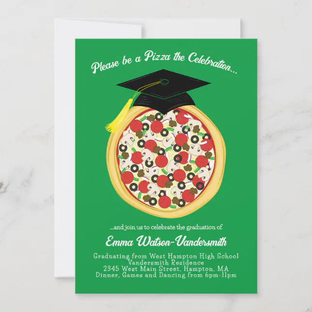 Pizza Graduation Party Invitation | Zazzle