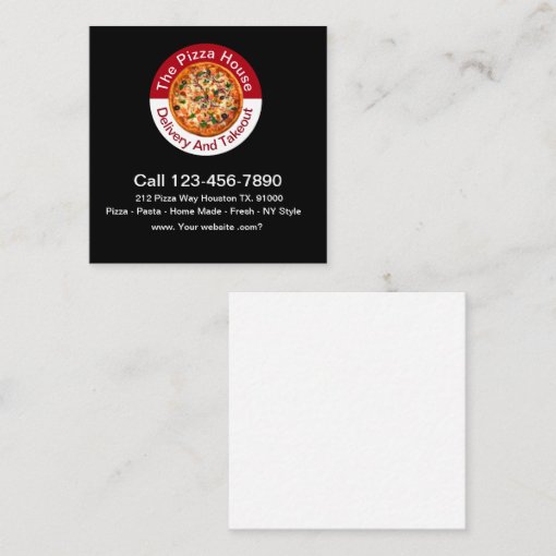 Pizza Italian Restaurant Unique Design Square Business Card | Zazzle
