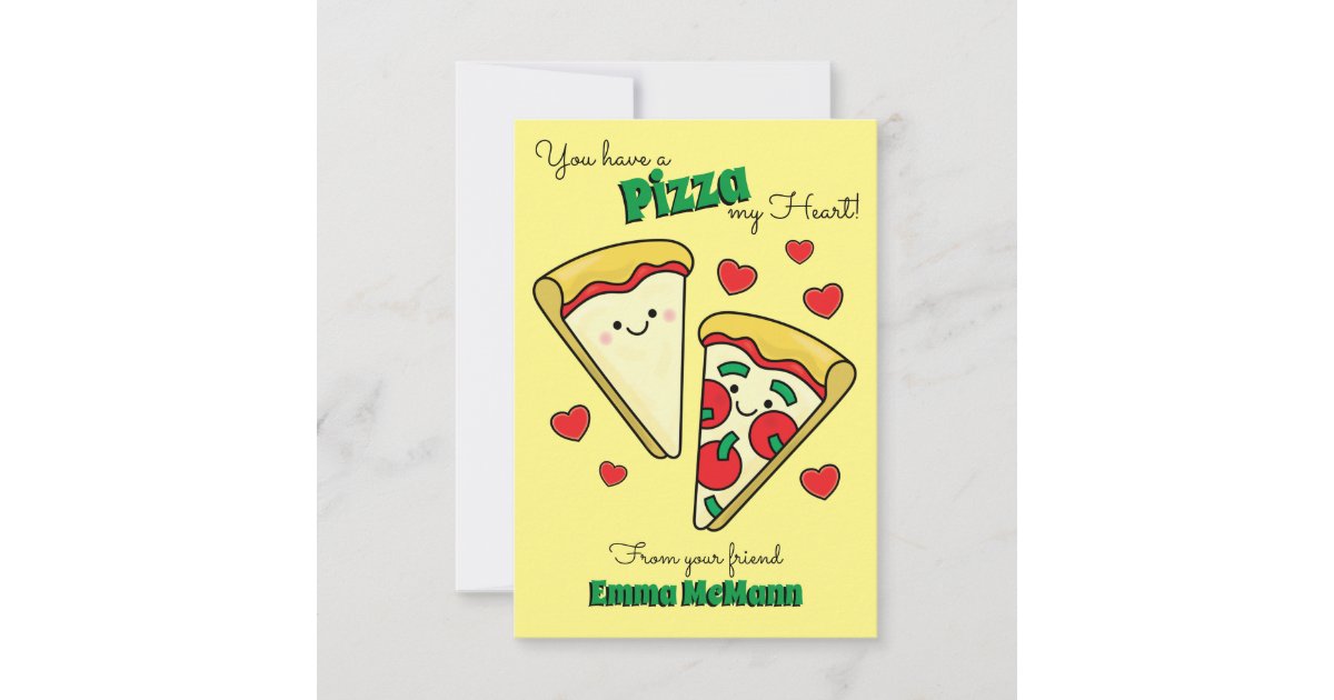 Pizza Kids Classroom Valentine Cards | Zazzle