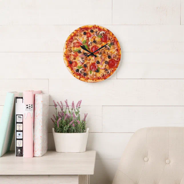 Pizza Large Clock | Zazzle