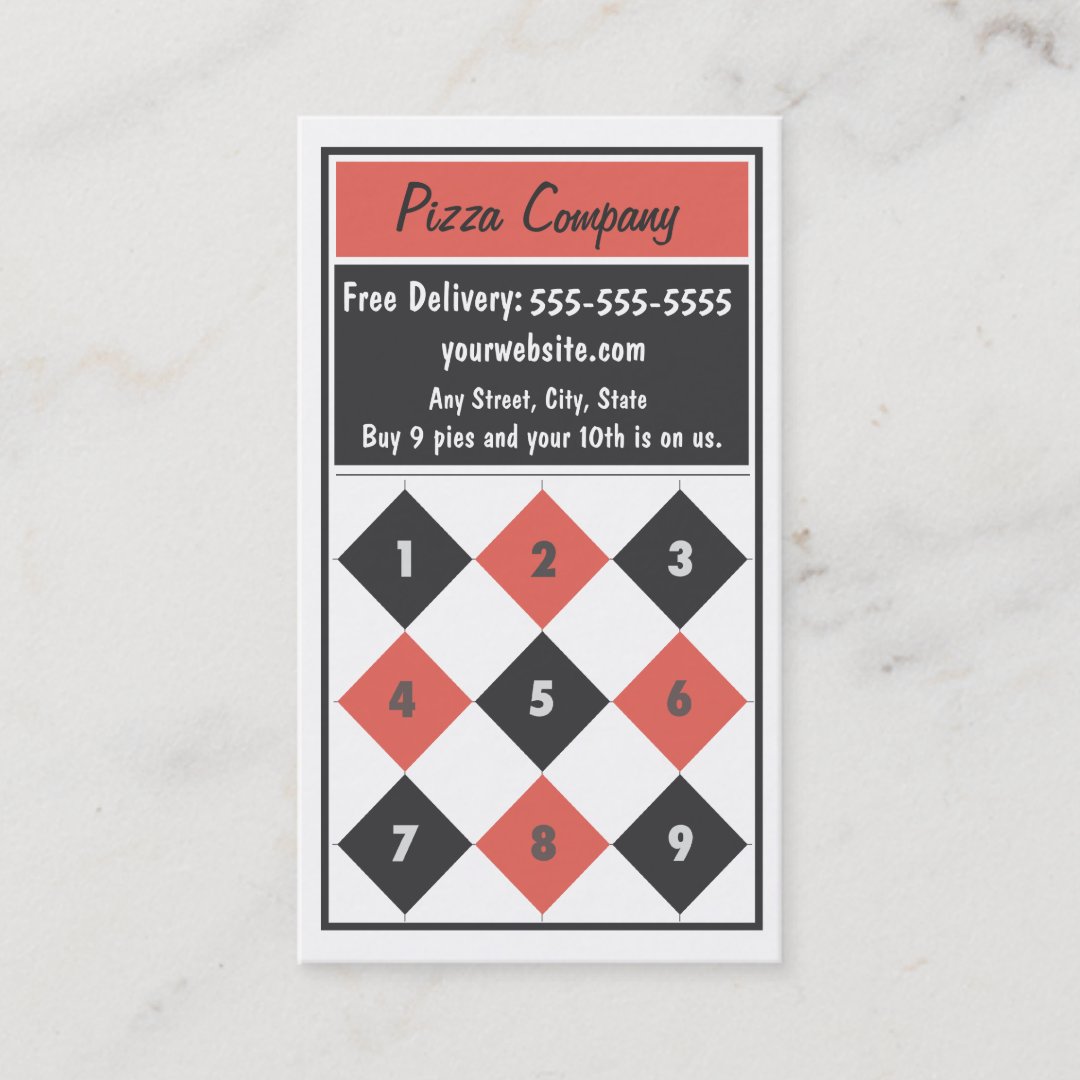 Pizza Loyalty Business Card Punch Card | Zazzle