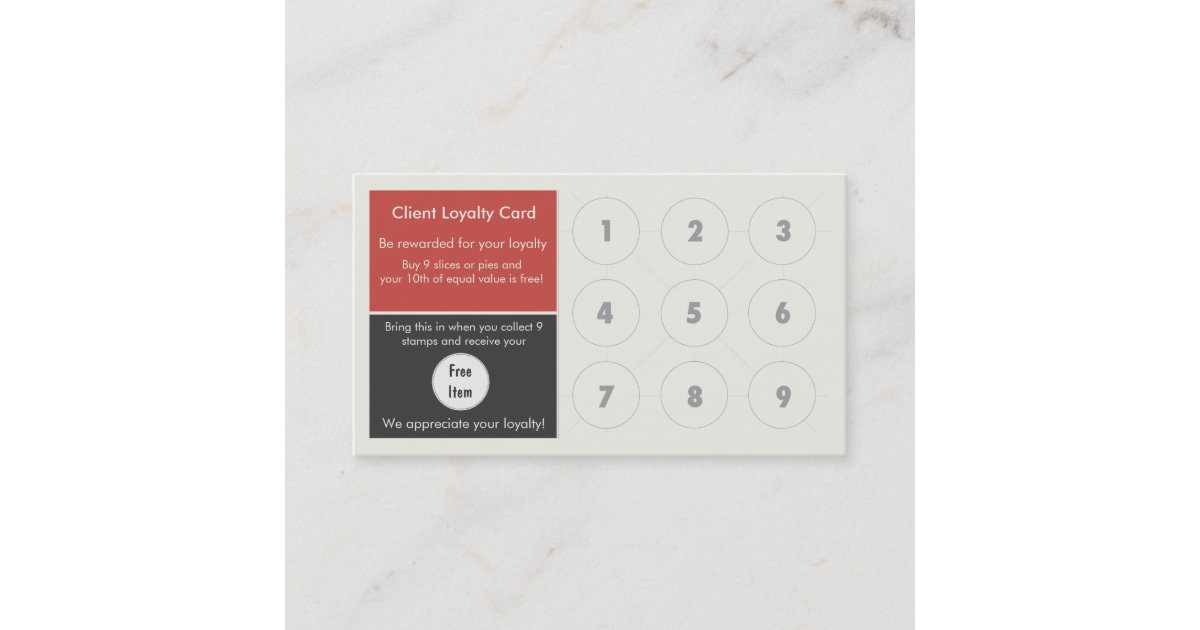 Pizza Loyalty Business Card Stamp Card | Zazzle