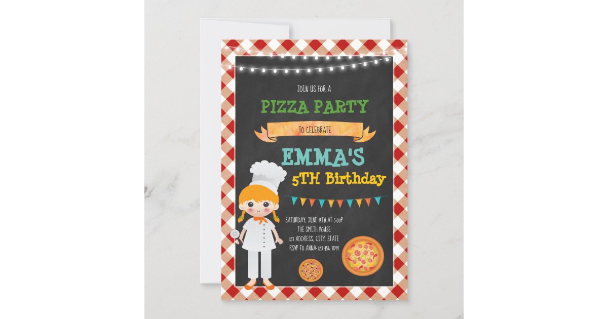 Pizza making birthday party invitation | Zazzle