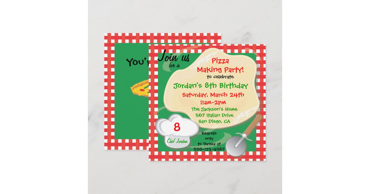 Pizza Making Birthday Party Invitation Card | Zazzle
