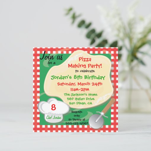 Pizza Making Birthday Party Invitation Card | Zazzle