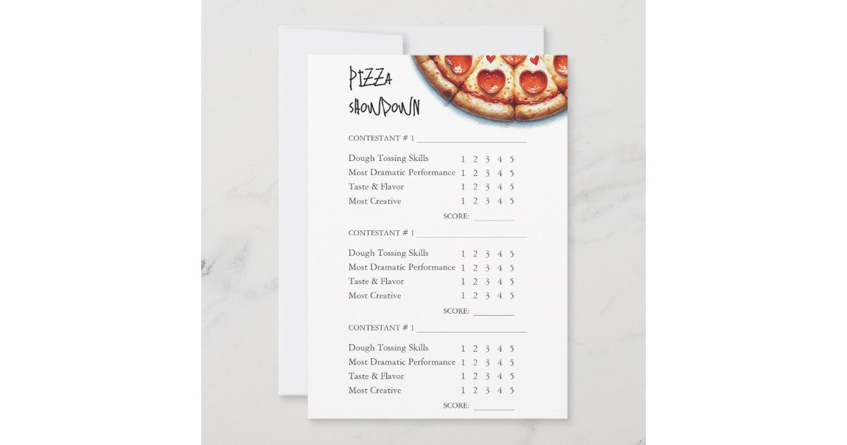 Pizza Making Contest Scorecard Printable Invitation | Zazzle