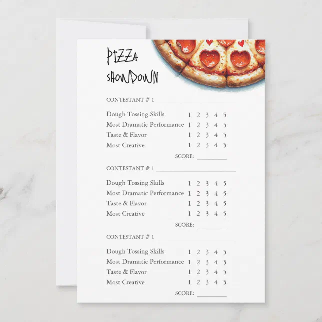 Pizza Making Contest Scorecard Printable Invitation | Zazzle