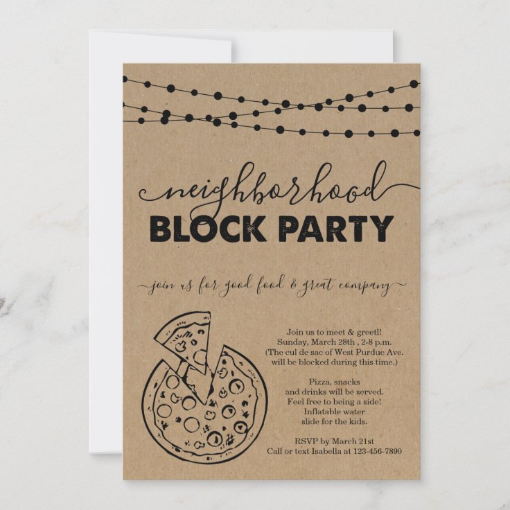 Pizza Neighborhood Block Party Invitation | Zazzle