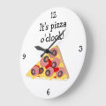 Pizza O'Clock fun food graphic Large Clock | Zazzle