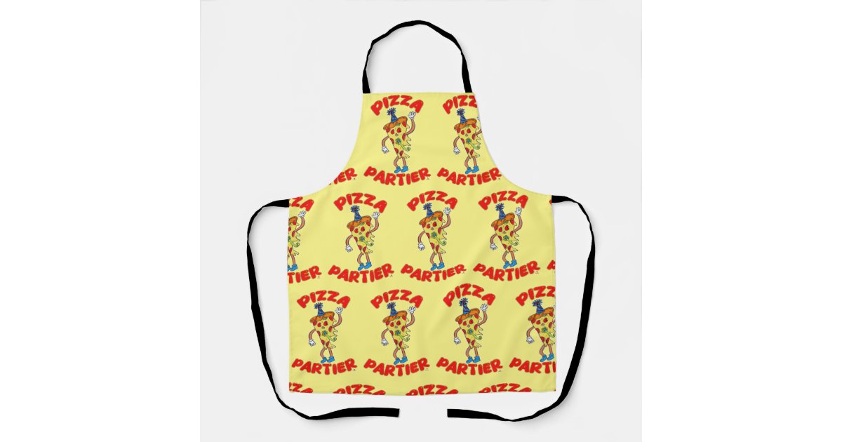 Pizza Partier Funny Cartoon Slice Fun Art Apron | Zazzle
