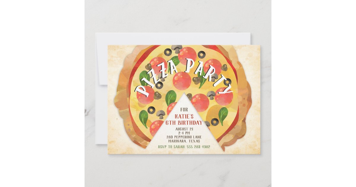 Pizza Party Birthday Invitation | Zazzle