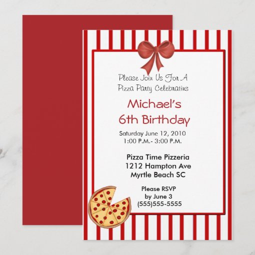 Pizza Party Birthday Invitation | Zazzle