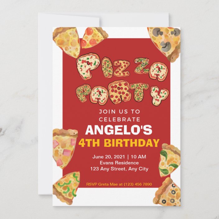 Pizza Party Birthday Invitation Card | Zazzle.com