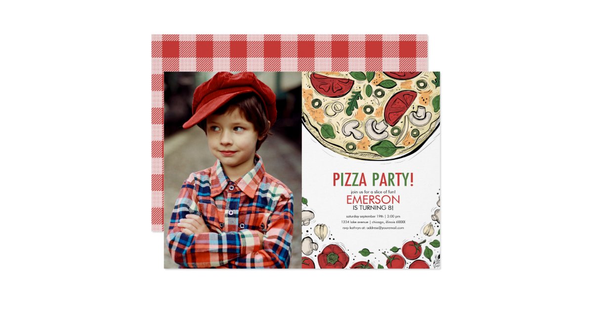 Pizza Party Birthday Photo Invitation | Zazzle.com