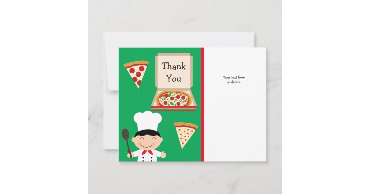 Pizza Party Birthday Thank You Card | Zazzle