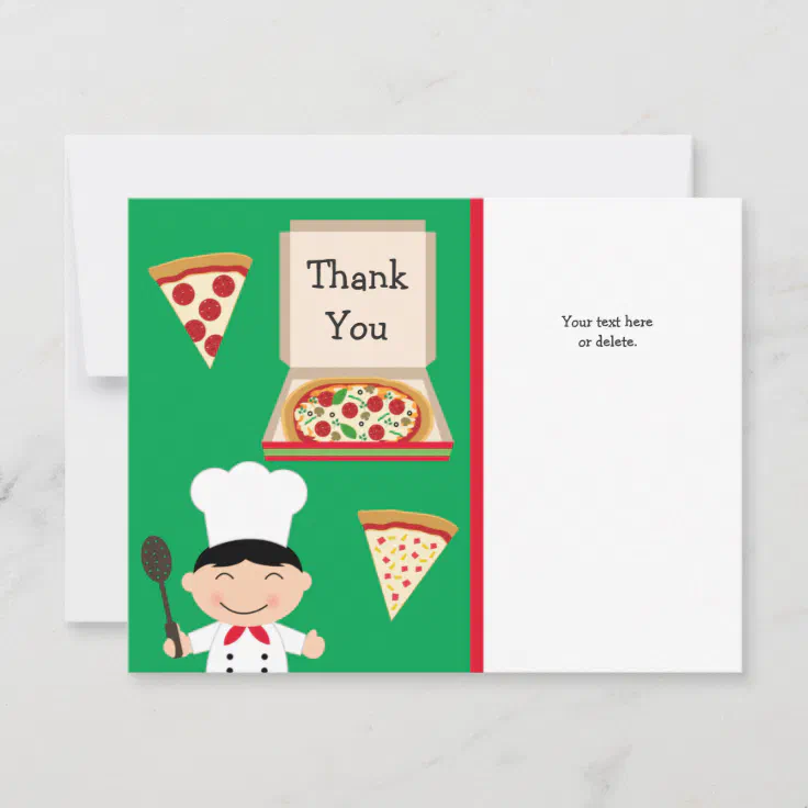 Pizza Party Birthday Thank You Card | Zazzle