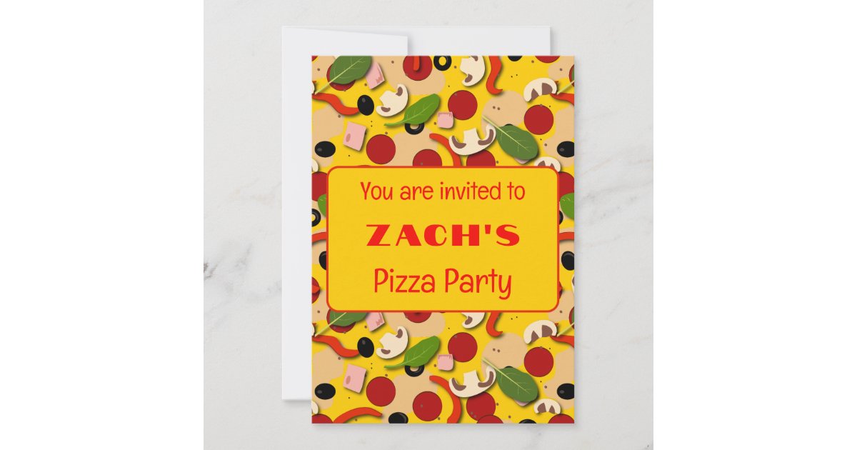 Pizza Party Cartoon Invitation | Zazzle
