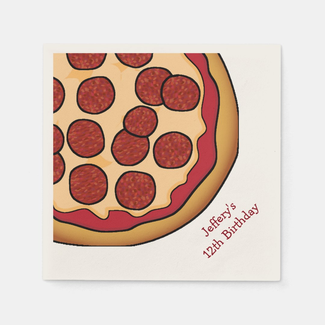 Pizza Party Custom Paper Napkins | Zazzle