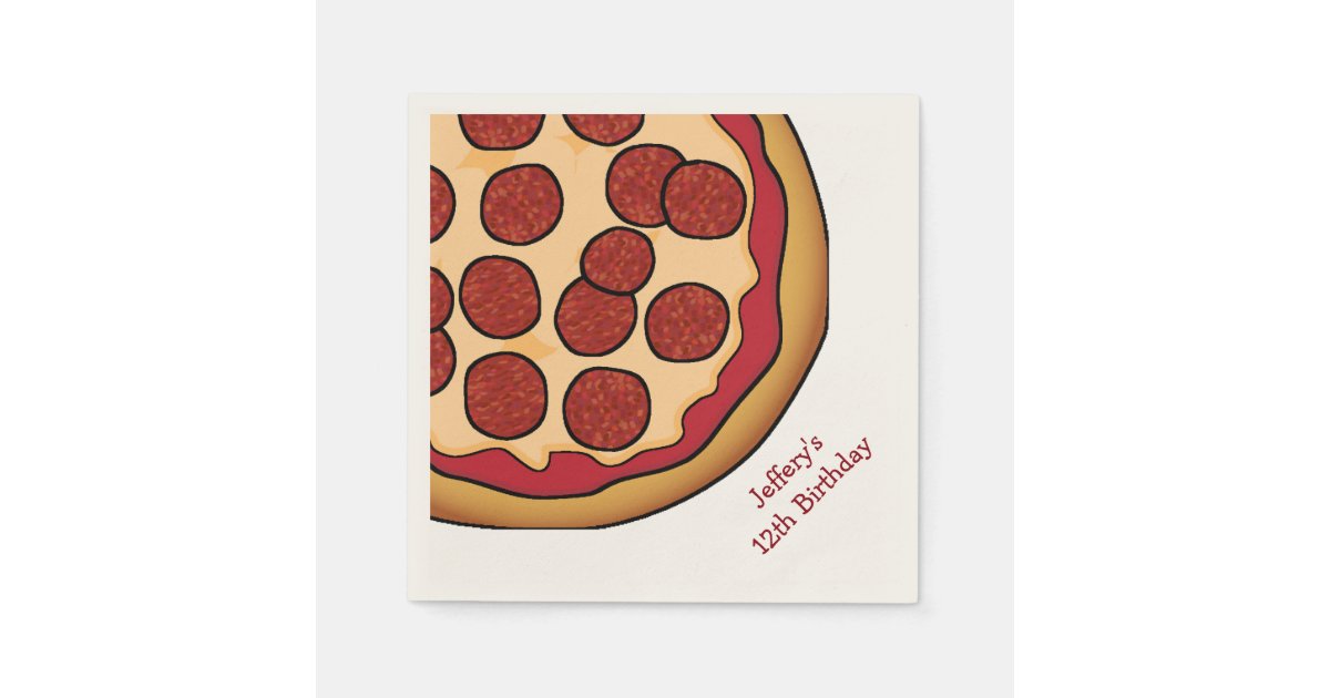 Pizza Party Custom Paper Napkins | Zazzle
