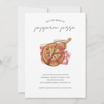 Pizza Party Extravaganza Birthday Celebration Invitation | Zazzle