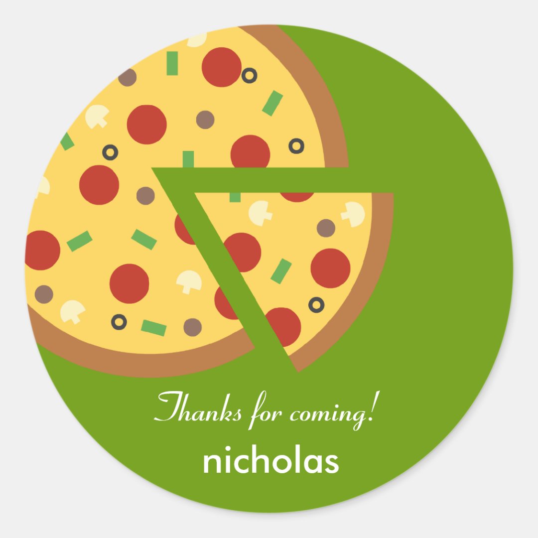 Pizza Party Favor Sticker or Envelope Seal | Zazzle