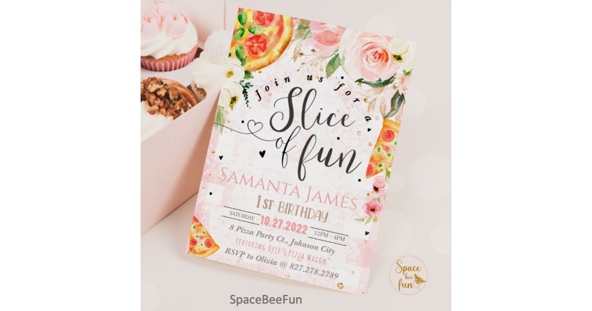 Pizza party invitation 1st Birthday invites Pizza | Zazzle