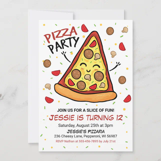 Pizza Party Invitation, Pizza Birthday Invitation | Zazzle