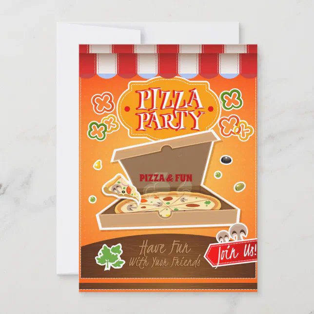 Pizza Party Note Card | Zazzle