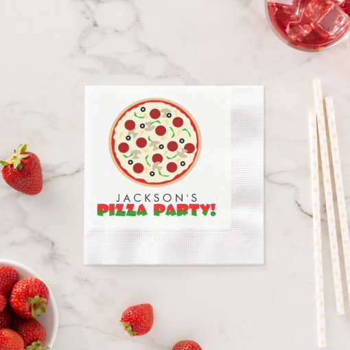 Pizza Party Paper Napkins | Zazzle