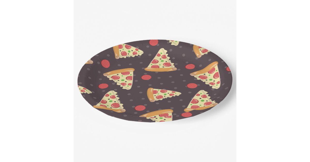 Pizza Party pattern paper plates | Zazzle