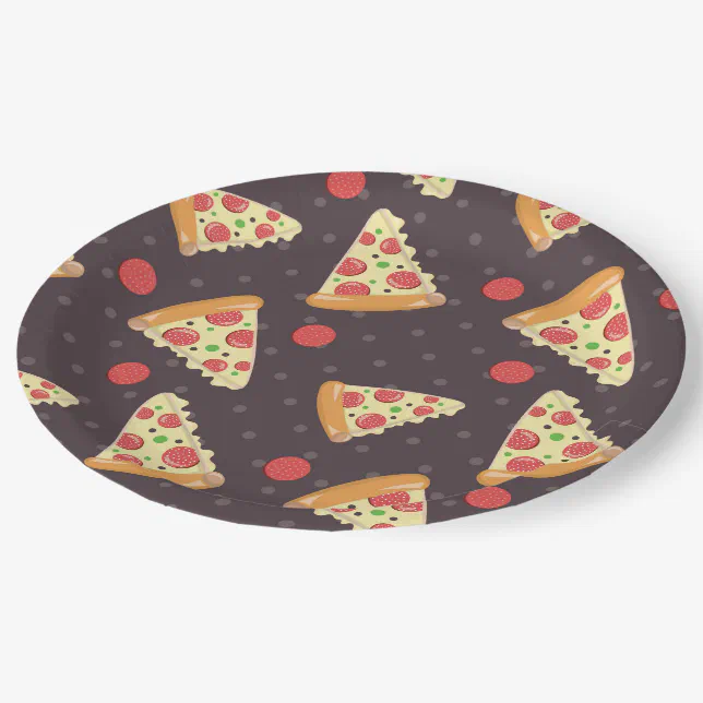 Pizza Party pattern paper plates | Zazzle