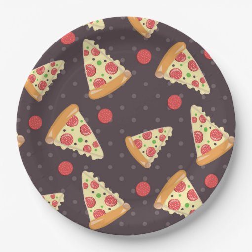 Pizza Party pattern paper plates | Zazzle