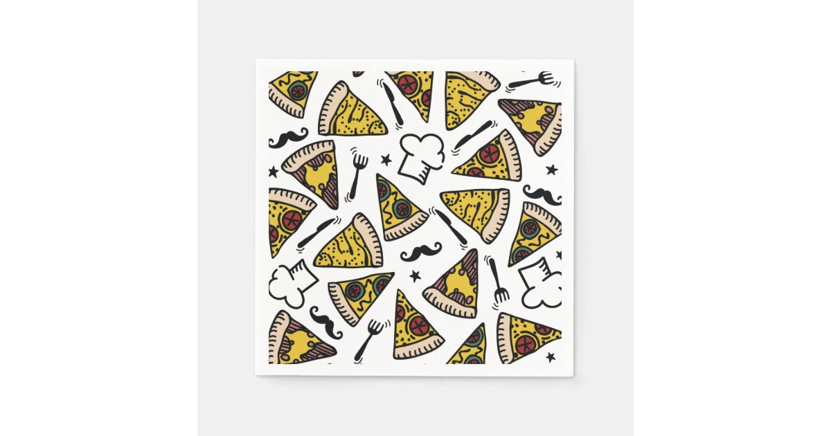 Pizza Party Pattern Plate Napkins | Zazzle