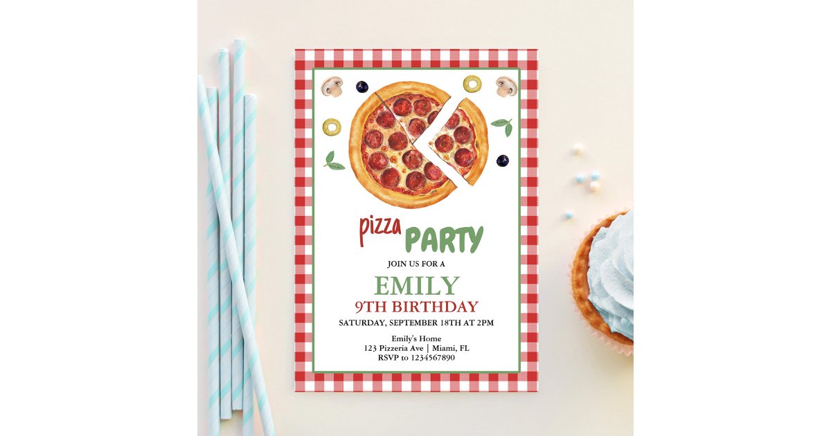 Pizza Party, Slice Of Fun Birthday Invitation | Zazzle