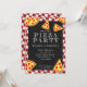 Pizza party slices kids birthday checkered retro invitation | Zazzle