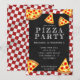 Pizza party slices kids birthday checkered retro invitation | Zazzle