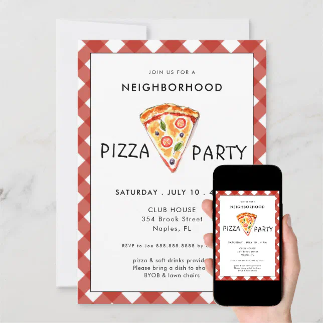 Pizza Party | Summer Block party Invitation | Zazzle