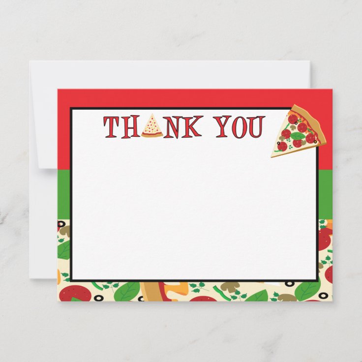 Pizza Party Thank You Card | Zazzle