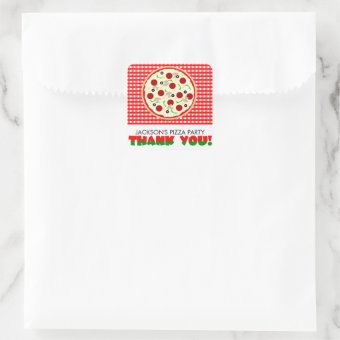 Pizza Party Thank You Favor Stickers | Zazzle