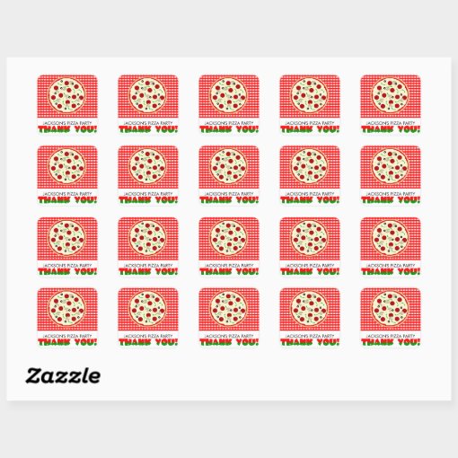 Pizza Party Thank You Favor Stickers | Zazzle