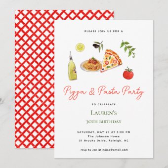 Pizza & Pasta Party Birthday invitation | Zazzle