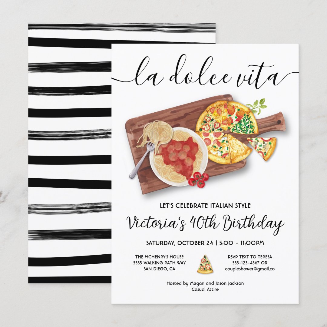 Pizza & Pasta Party Birthday Italian Dinner Invitation | Zazzle