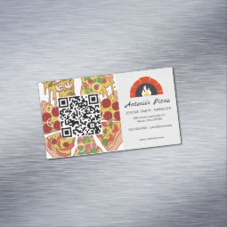 Pizza Pie Slices | Brick Oven | QR Code Business Card Magnet | Zazzle