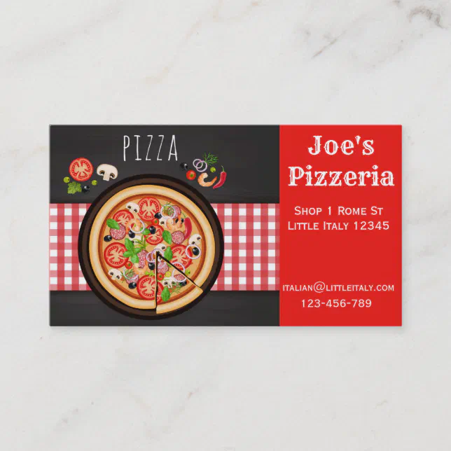 Pizza restaurant or catering business business card | Zazzle